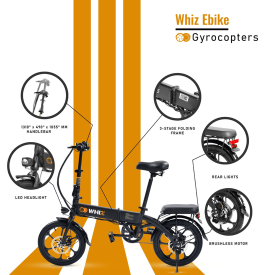 Gyrocopters Whiz Foldable Electric Bike| 3-Stage Fold | 350 W Motor |S ...
