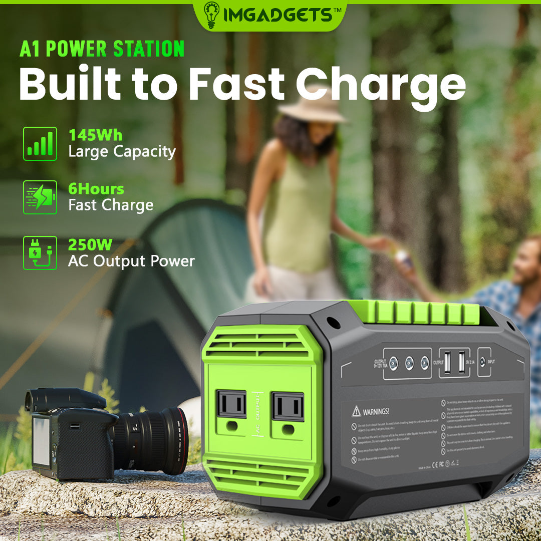 IMGadgets 145Wh Portable Power Station, 200W Peak Generator, DC, AC, U