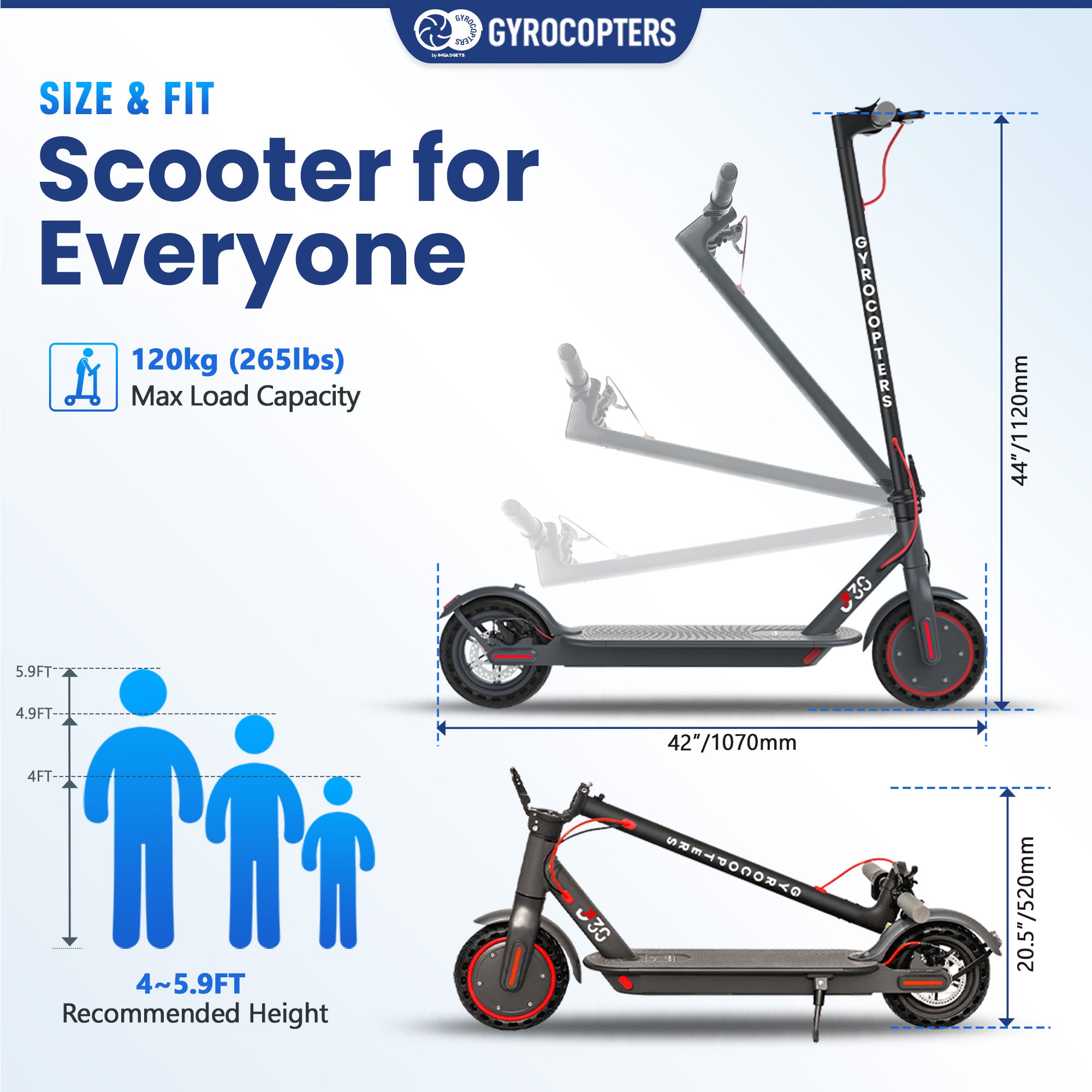 Gyrocopters J30 Electric Scooter (2025 Model) for Adults & Teens with ...