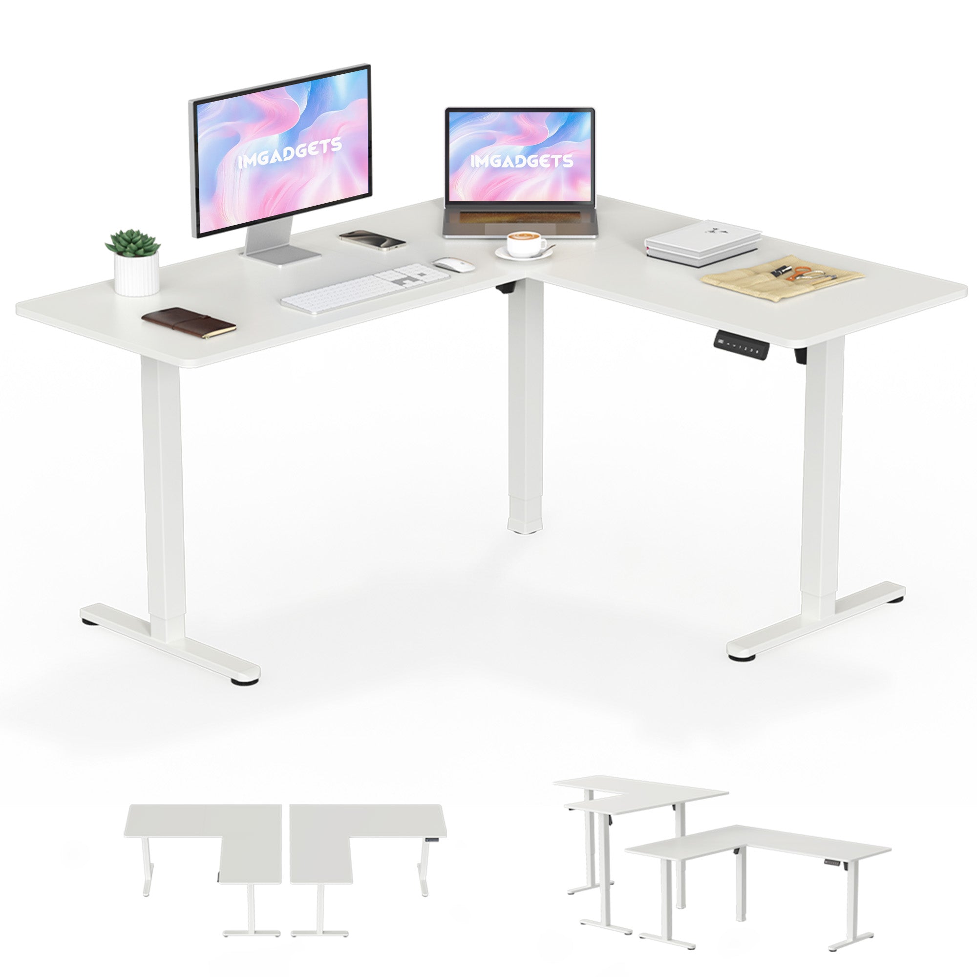 (Pre-order) IMGadgets L Shaped Electric Standing Desk | 63" x 55" Larg