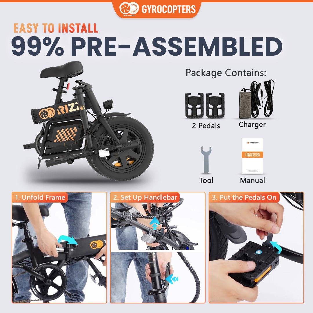 Gyrocopters Rizz Electric Bike for Adults/Teens | UL2849 Safe Folding ...