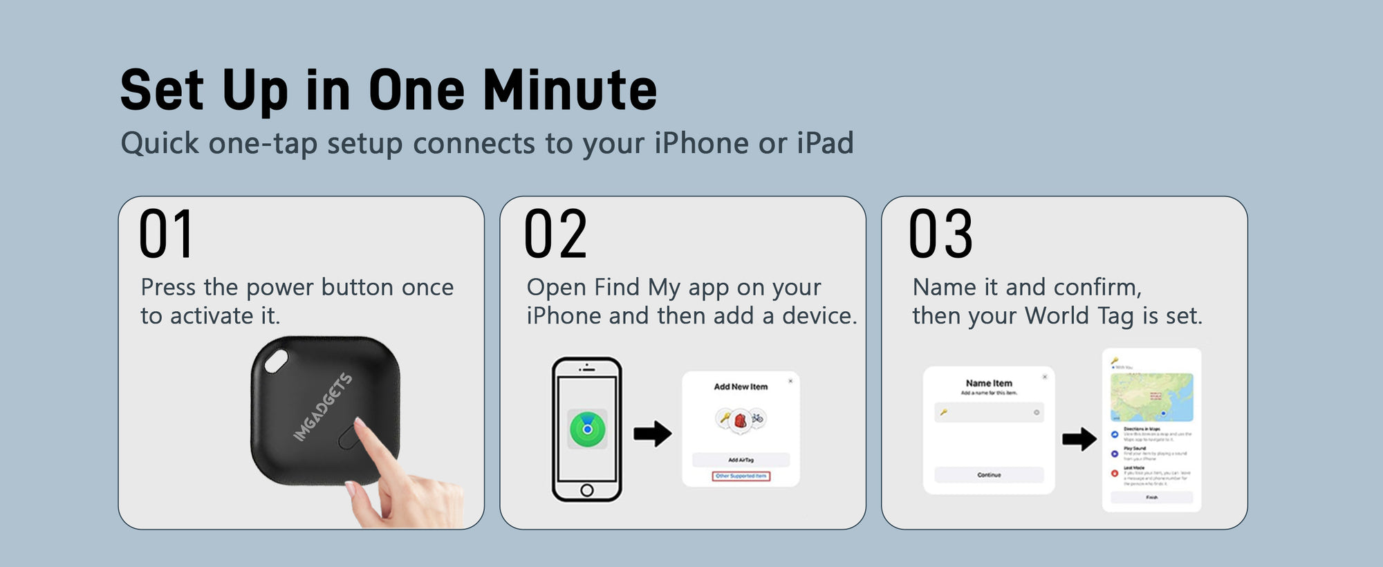 IMGadgets Smart World Tag | Compatible with Apple Find My (iOS Only)