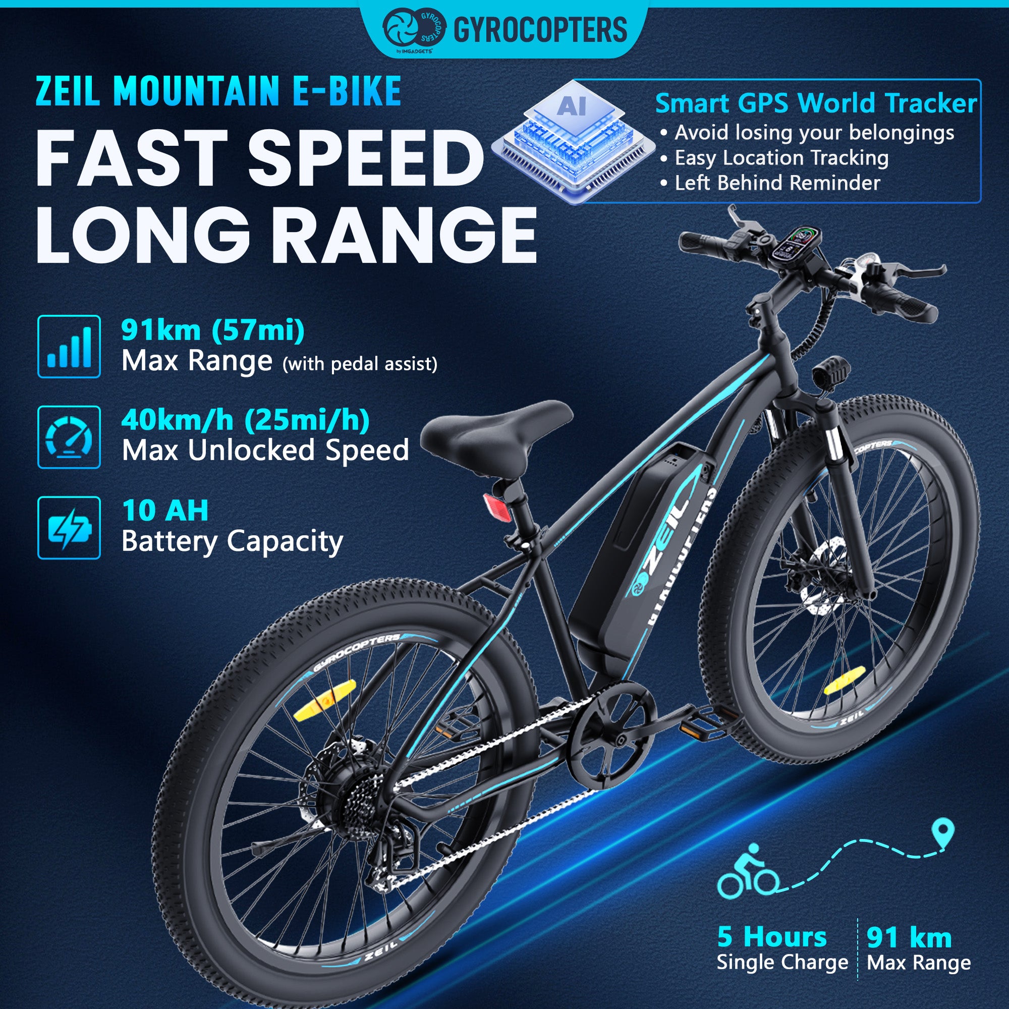 Gyrocopters Zeil Mountain E- Bike for adults with 500 W Motor | 27.5 ...